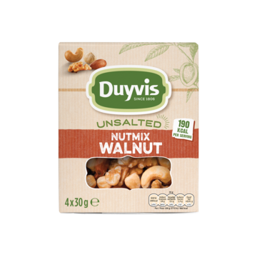 Duyvis Unsalted Noten Nutmix Walnut 4x30g bestellen? | Jumbo